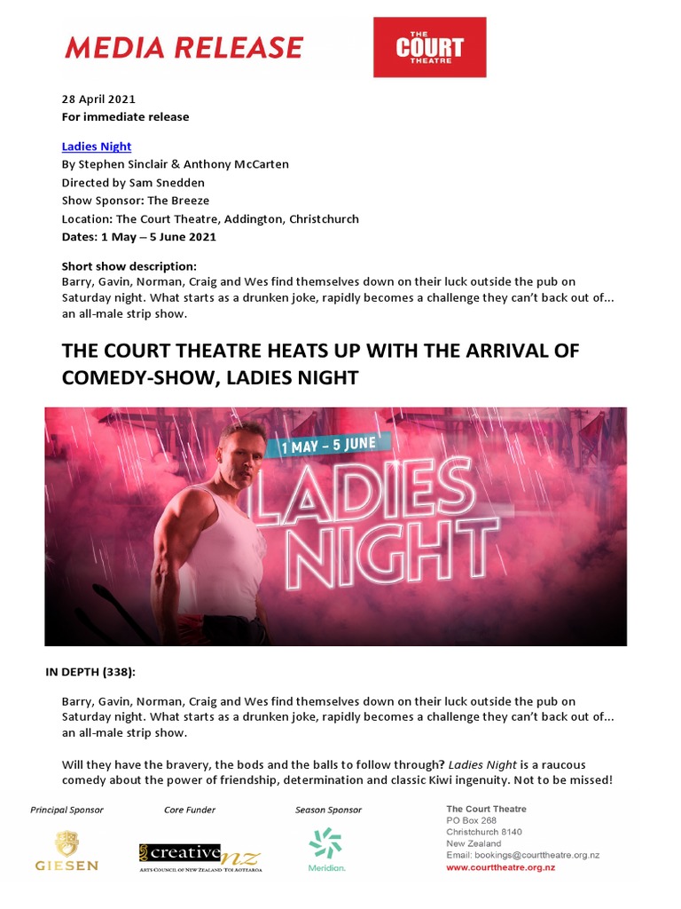 Ladies Night Media Release3 | PDF | Entertainment | Performing Arts