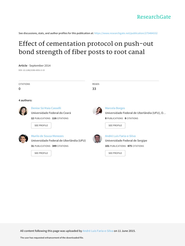 Effect Of Cementation Protocol On Push Out Bond Strength Of Fiber Posts