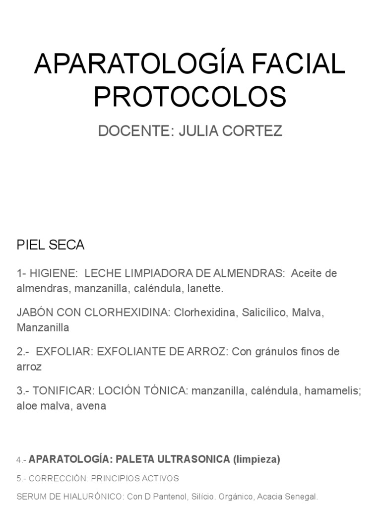 Aparatología Facial Protocolos | PDF | Protector solar | Sustancias químicas
