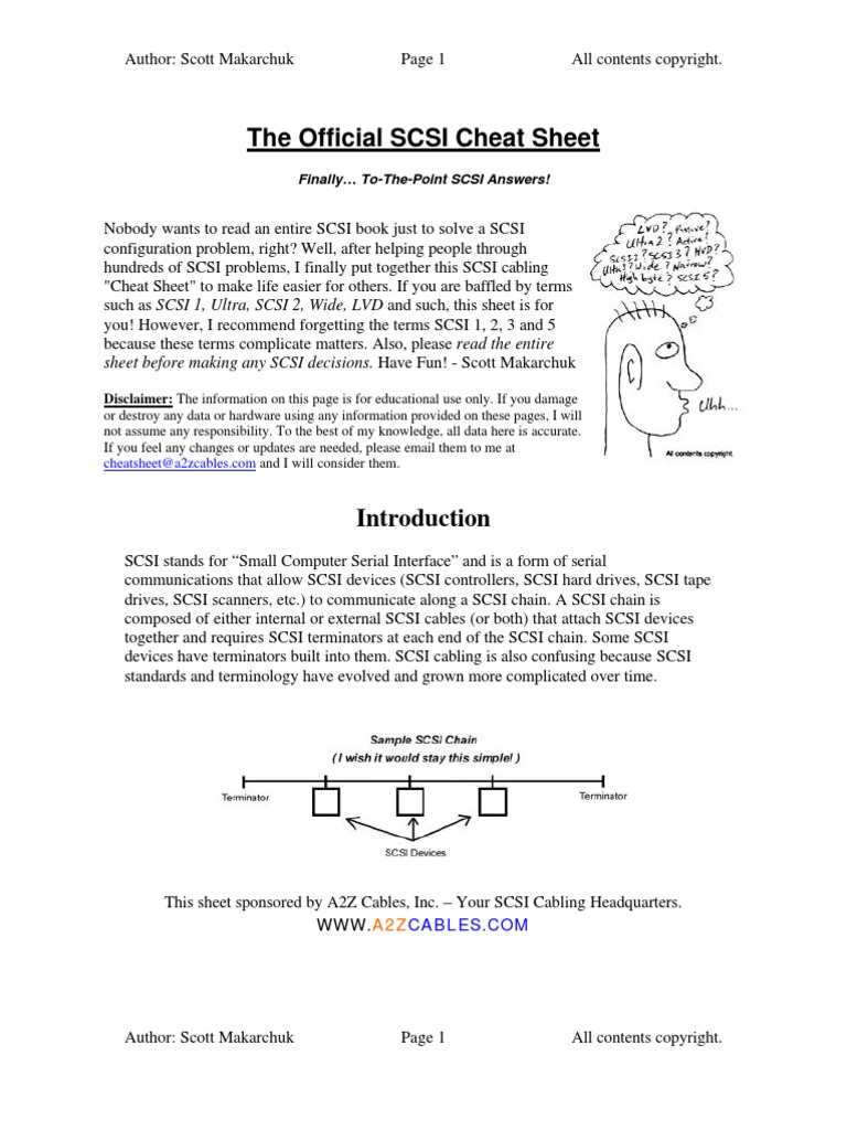 Scsi Cheat Sheet | PDF | Electrical Connector | Computer Data Storage