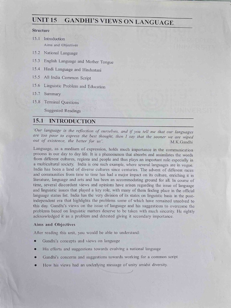 Gandhi Indian Language Handout | PDF | Urdu | Languages Of India