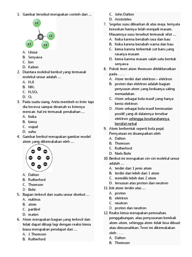 Soal Atom SMP Kelas 9 | PDF