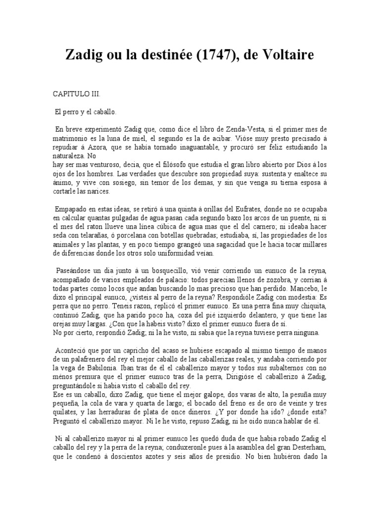 Zadig Ou La Destinée | PDF