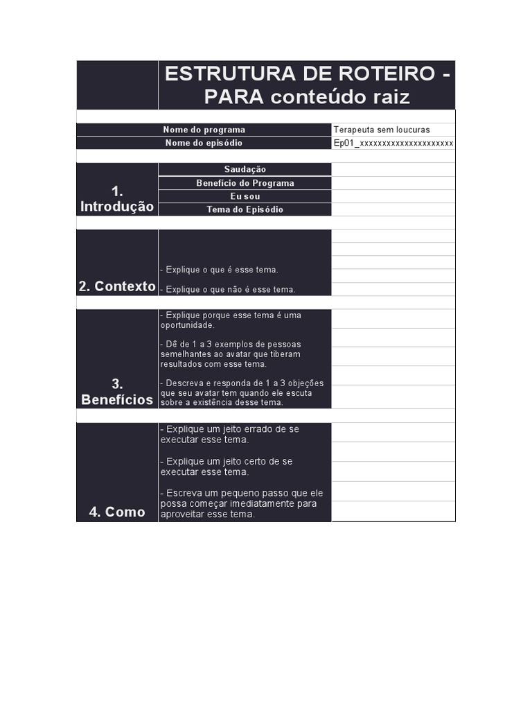 Estrutura de Roteiro | PDF Estrutura de Roteiro | PDF