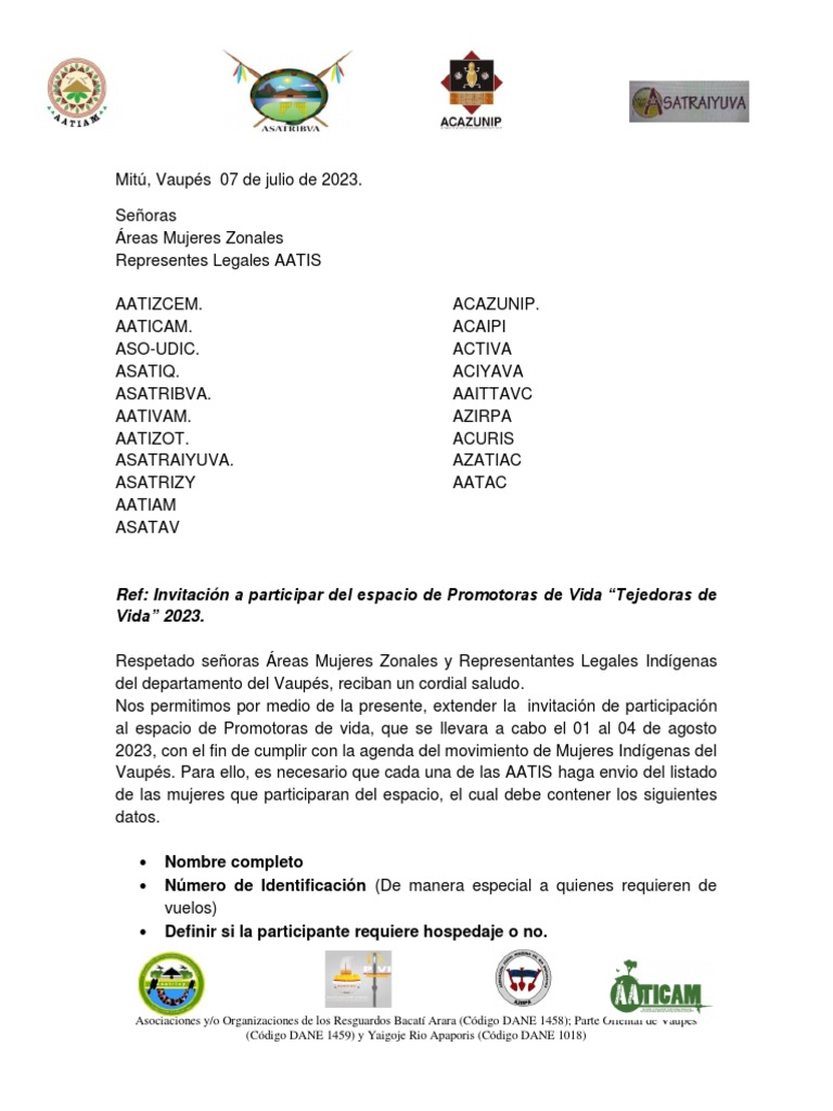 Invitación Mujeres Aatis - Promotoras 2023 | PDF | Cena | Cocina