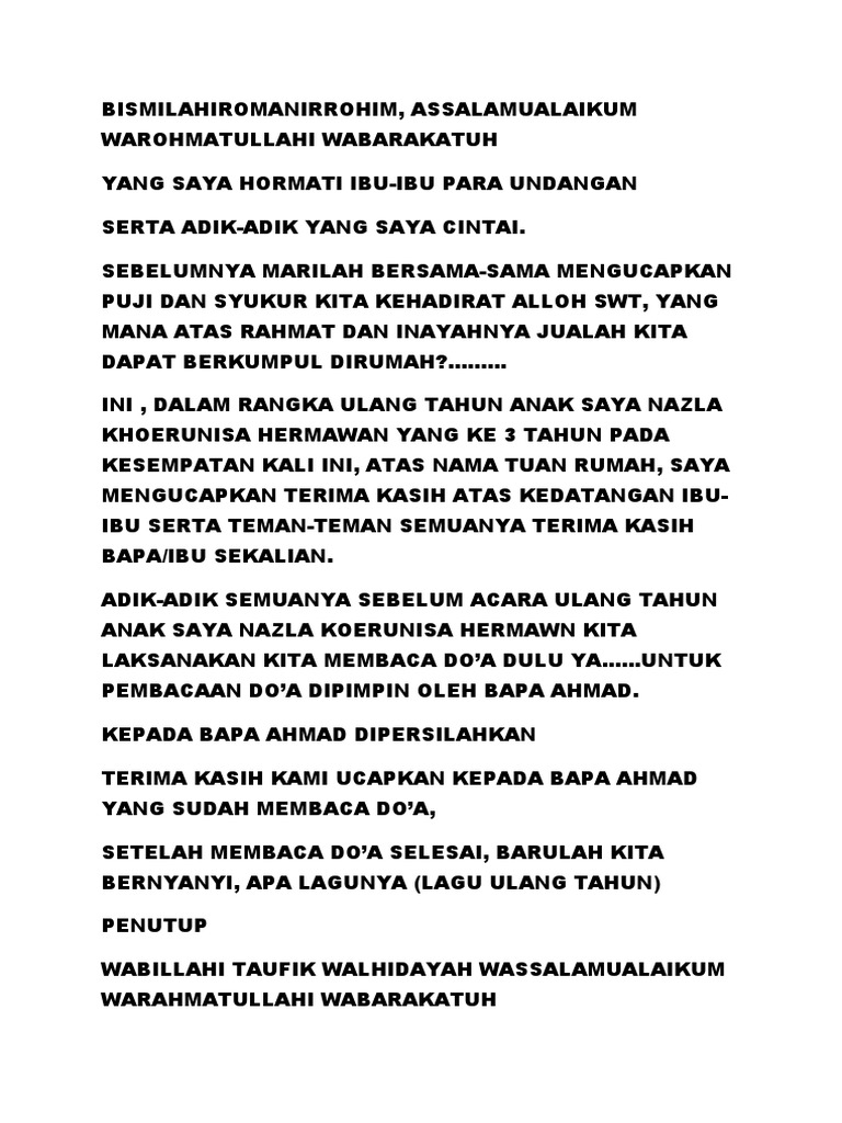 Ulang Tahun Nazla ke-3 | PDF