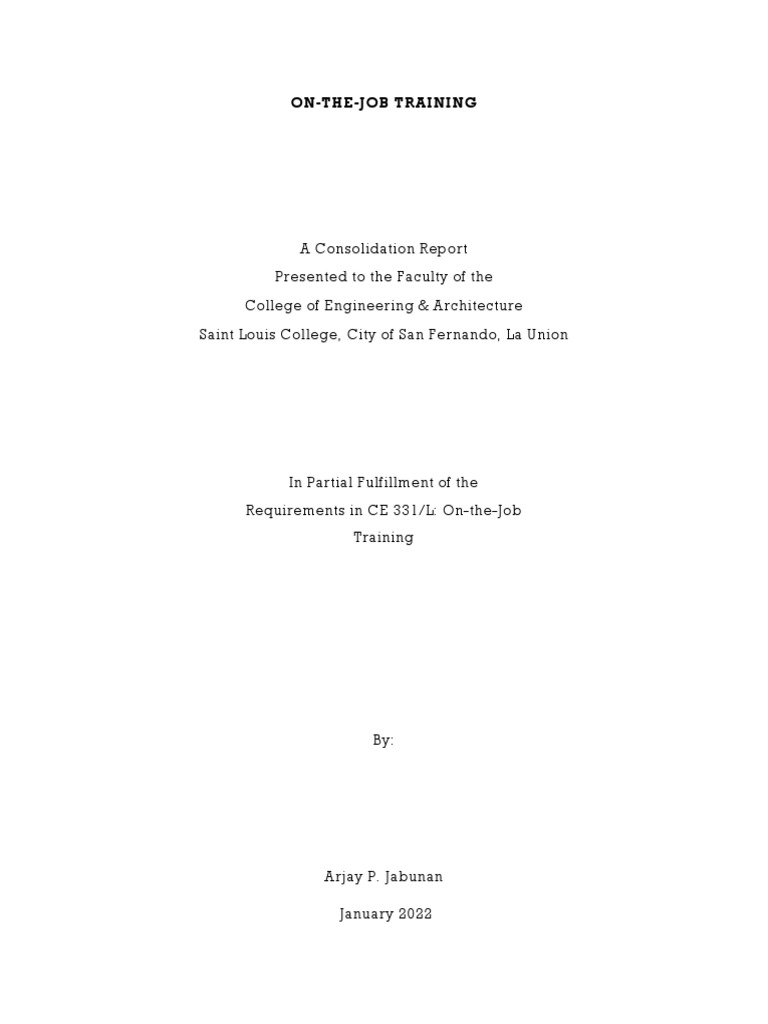 On-the-Job Training Consolidation Report | PDF | Concrete | Personal ...
