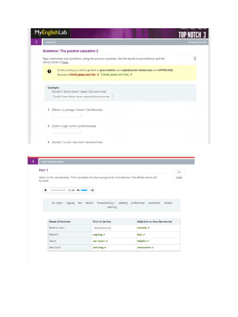 Examen Unidad 3 TOP NOTCH 3 | PDF