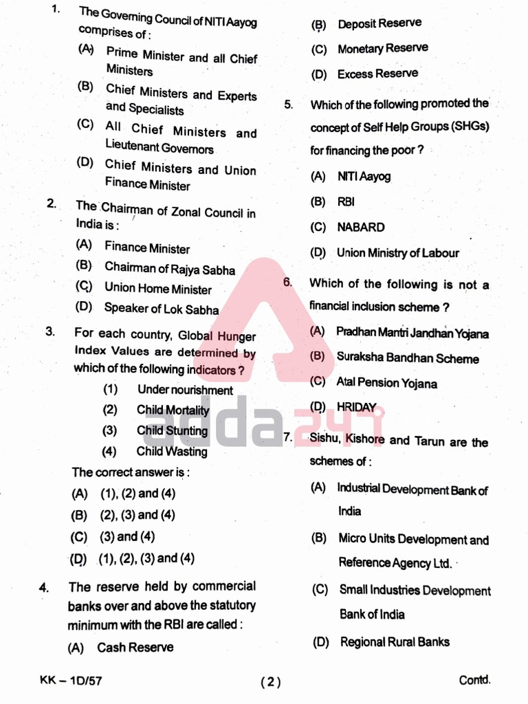 OAS 2020 Question Paper SET D 1 | PDF