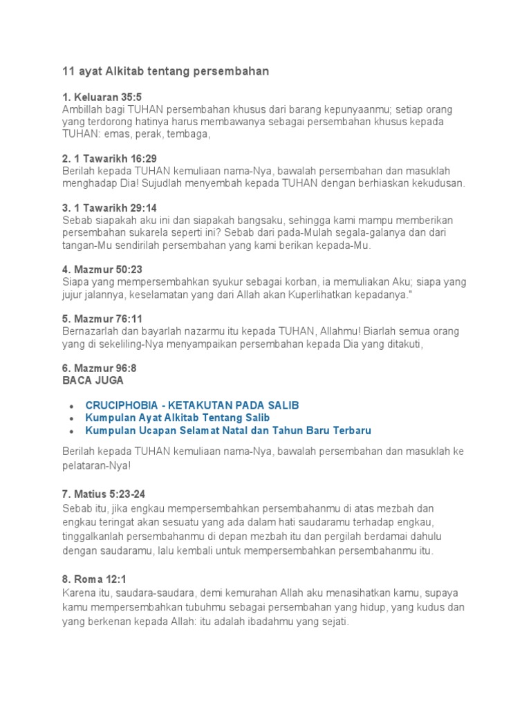 11 Ayat Alkitab Tentang Persembahan | PDF