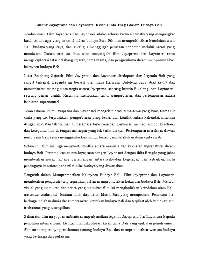 Kisah Cinta Tragis Bali | PDF