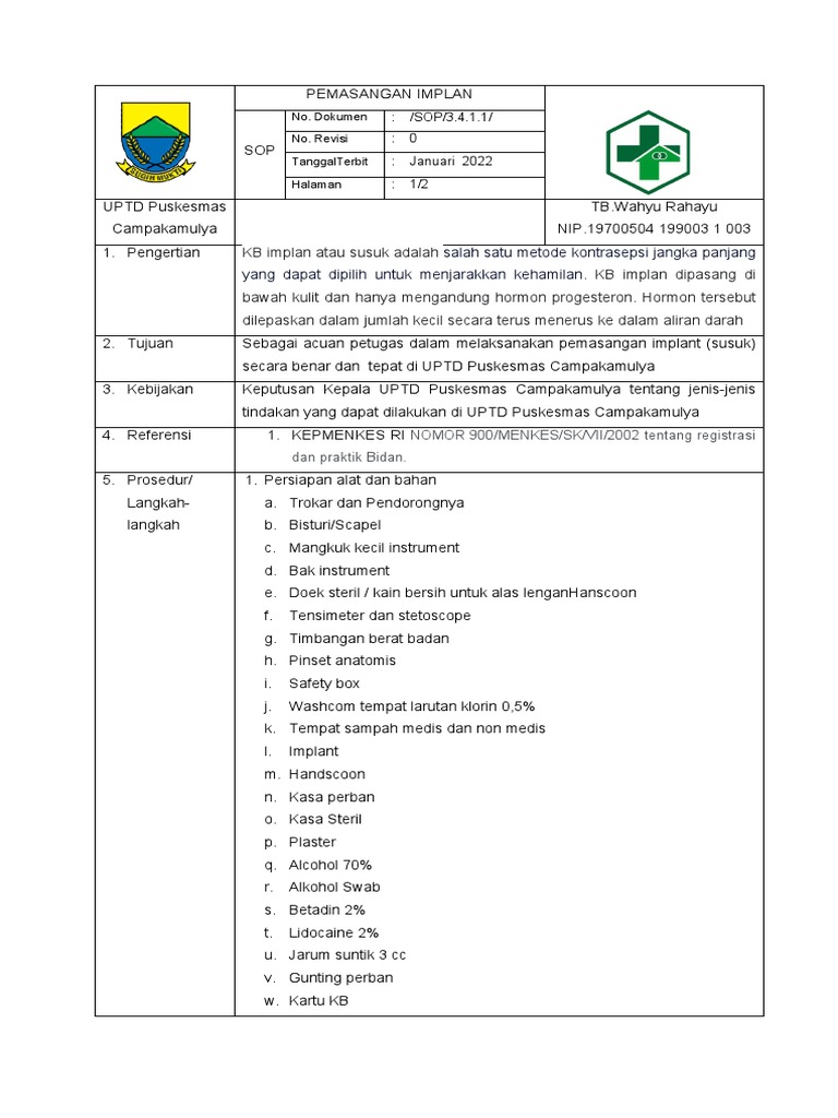 Sop Implan | PDF