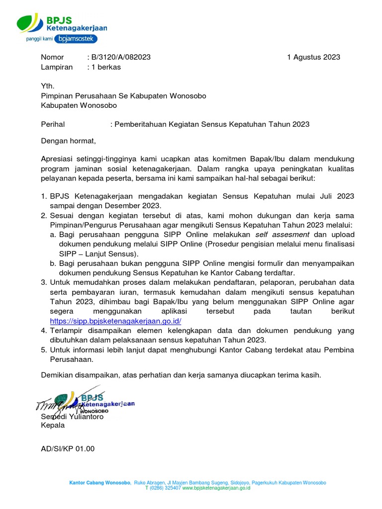 Sensus Kepatuhan BPJS 2023 | PDF | Pengelolaan Keuangan & Uang | Hukum
