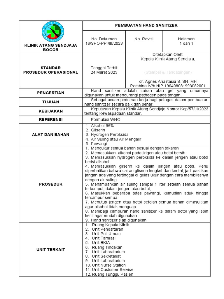 Prosedur Pembuatan Hand Sanitizer | PDF