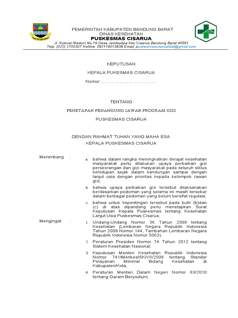 Sk Program Gizi Puskesmas Cisarua Kbb Pdf