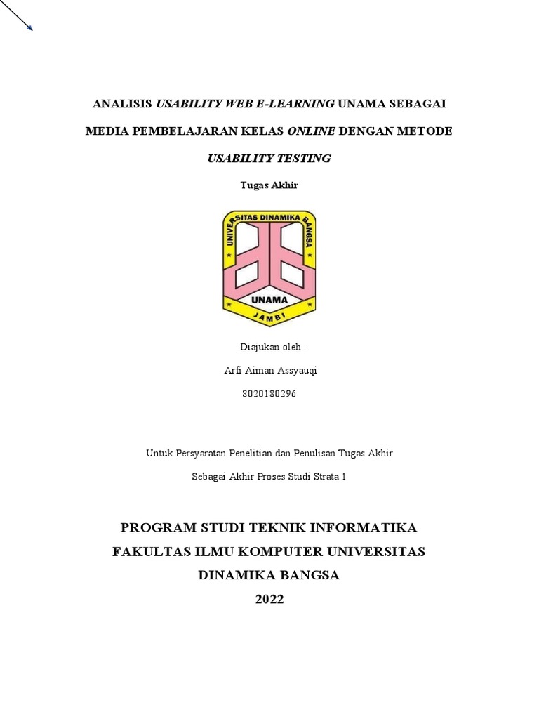 Analisis Usability Web E-Learning Unama Sebagai Media Pembelajaran Kelas Online Dengan Metode ...
