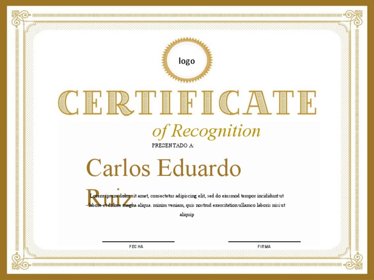 Certificado en Ingles - Modelo Editable | PDF