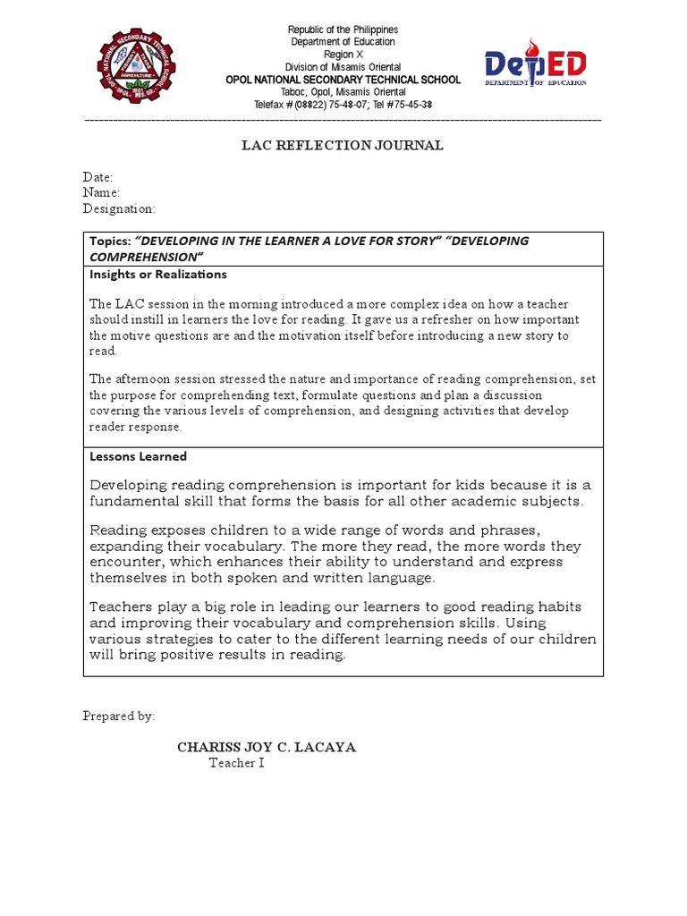 Lac Reflection Journal | PDF | Career & Growth