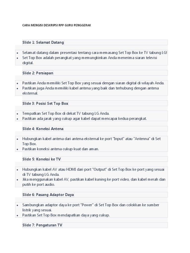 Cara Pasang Set Top Box Ke Tv Tabung Lg Pdf