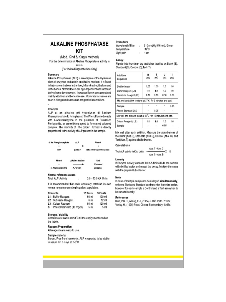 Alkaline Phosphatase Kit Mod Kind King Method | PDF