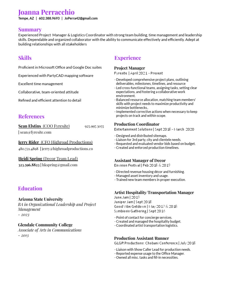 joanna perracchio resume-2 | PDF | Business | Economies