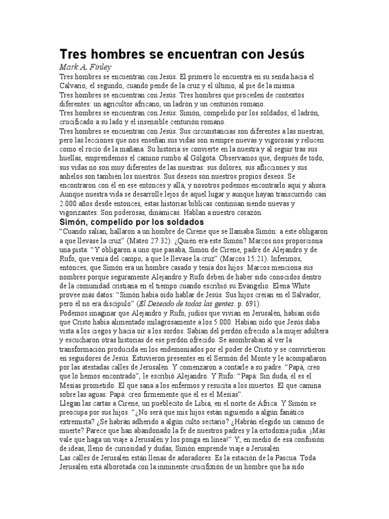 Tres Hombres Se Encuentran Con Jesús | Descargar gratis PDF | Jesús | Papa