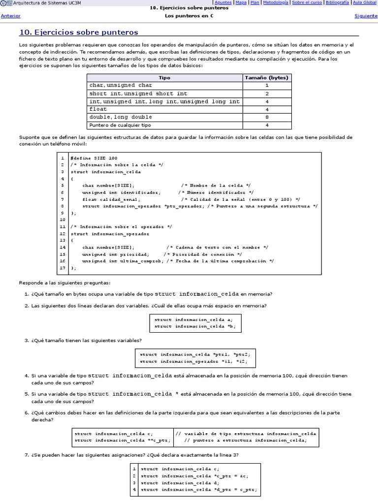 Ejercicios Sobre Punteros | Descargar gratis PDF | Puntero (Programación de computadora ...