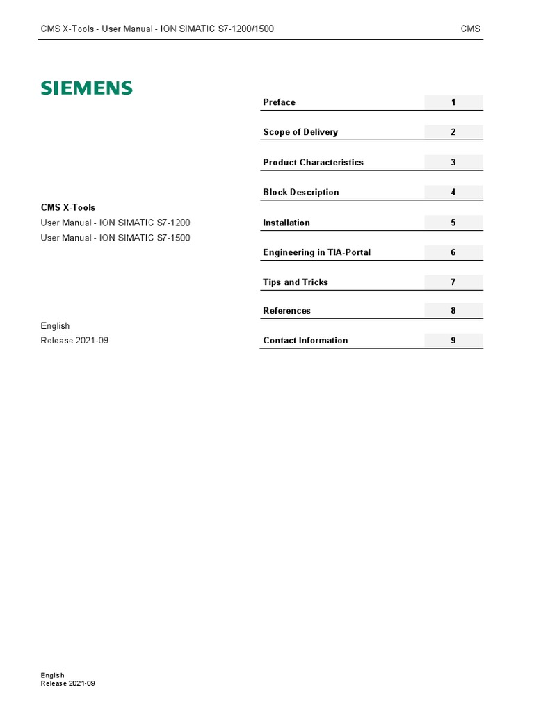 Cms X-Tools - User Manual - Ion Simatic S7-1200-1500.en | PDF