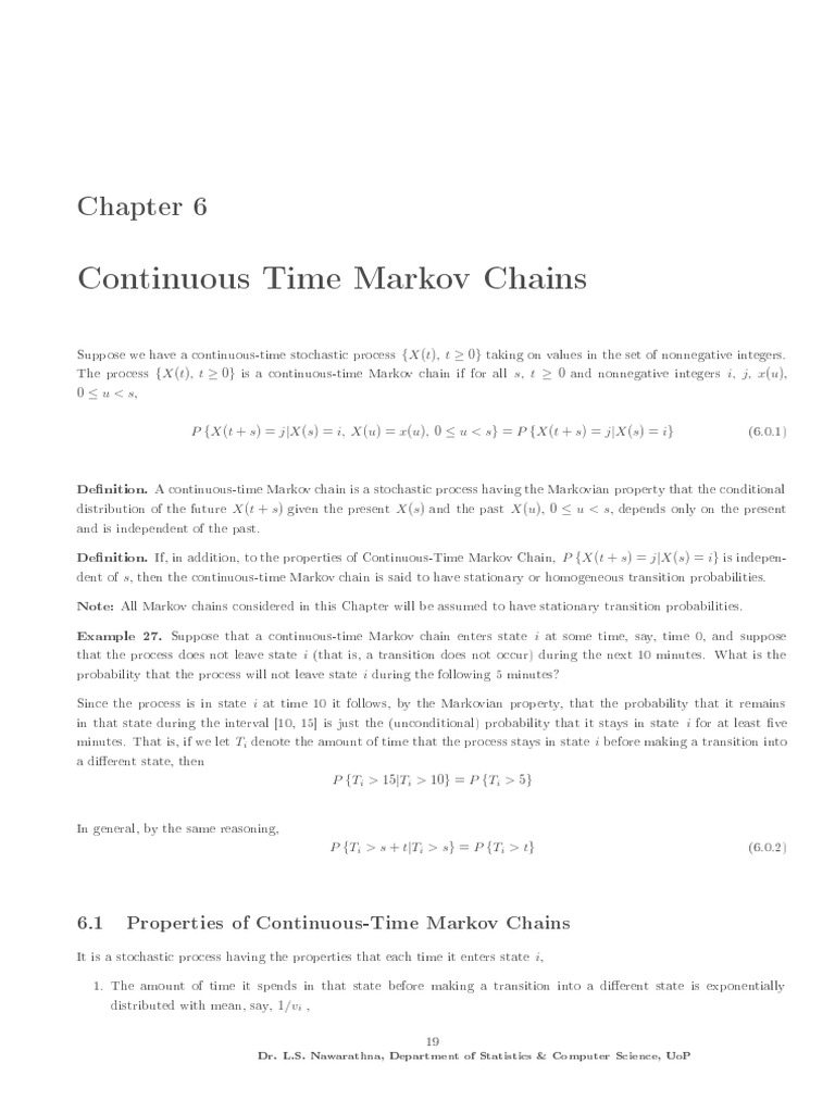 7 - Continuous Time Markov Chains | PDF | Markov Chain | Statistical Models