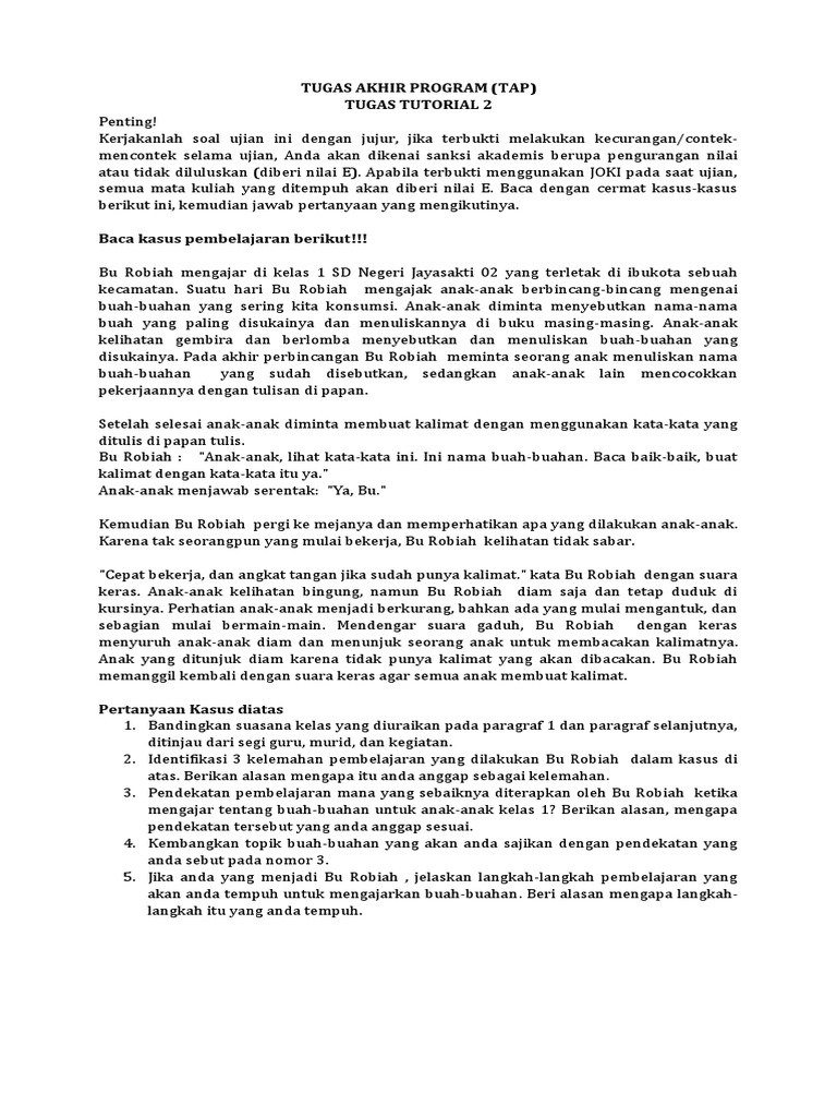 Soal Tap TT 2 | PDF | Seni & Disiplin Bahasa