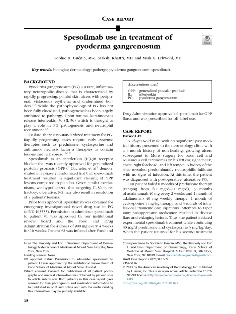 Spesolimab for Pyoderma Gangrenosum Treatment | PDF | Psoriasis ...