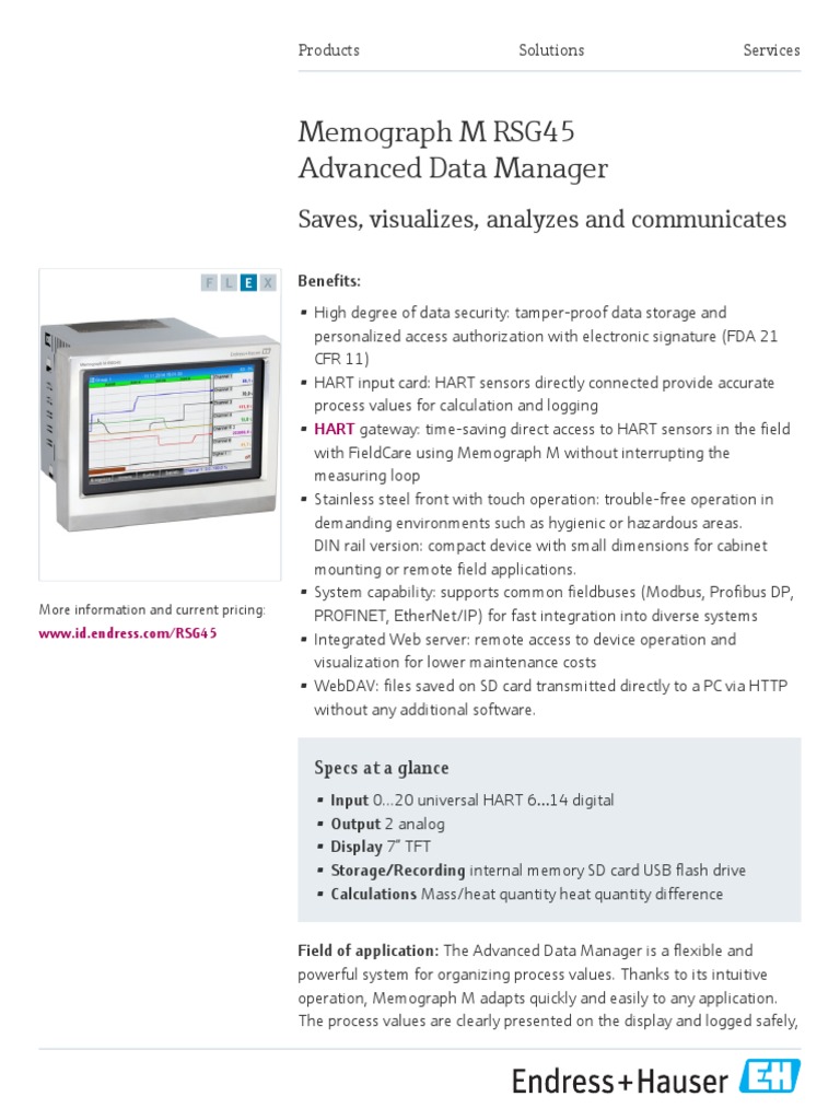 Endress-Hauser Advanced Graphic Data Manager RSG45 en | PDF | Usb Flash Drive | Computer Data ...