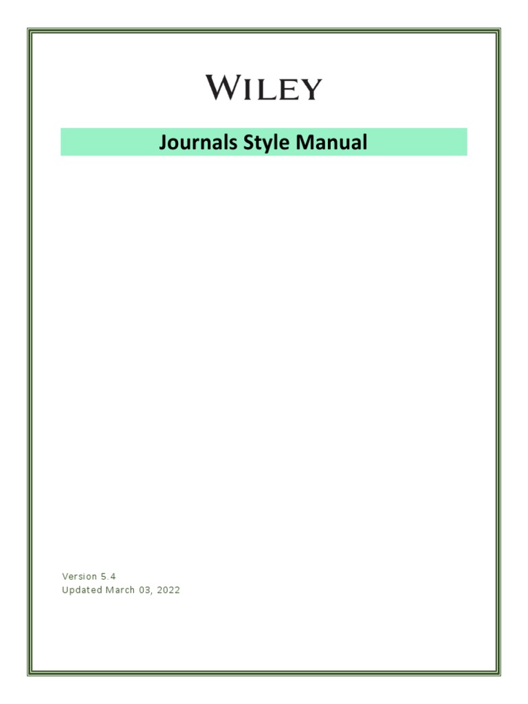 Wiley Journal Style Manual - V5.4 | PDF | Digital Object Identifier ...