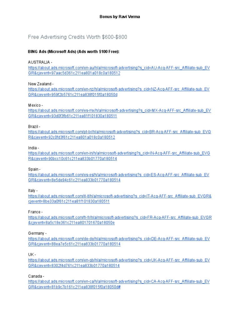 Free Advertising Credits Worth $600-$800 | PDF | Promotion And ...