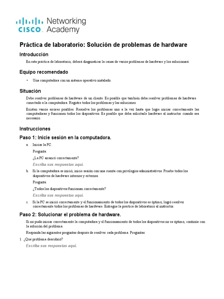 4.2.3.6 Lab - Troubleshoot Hardware Problems Edited | PDF