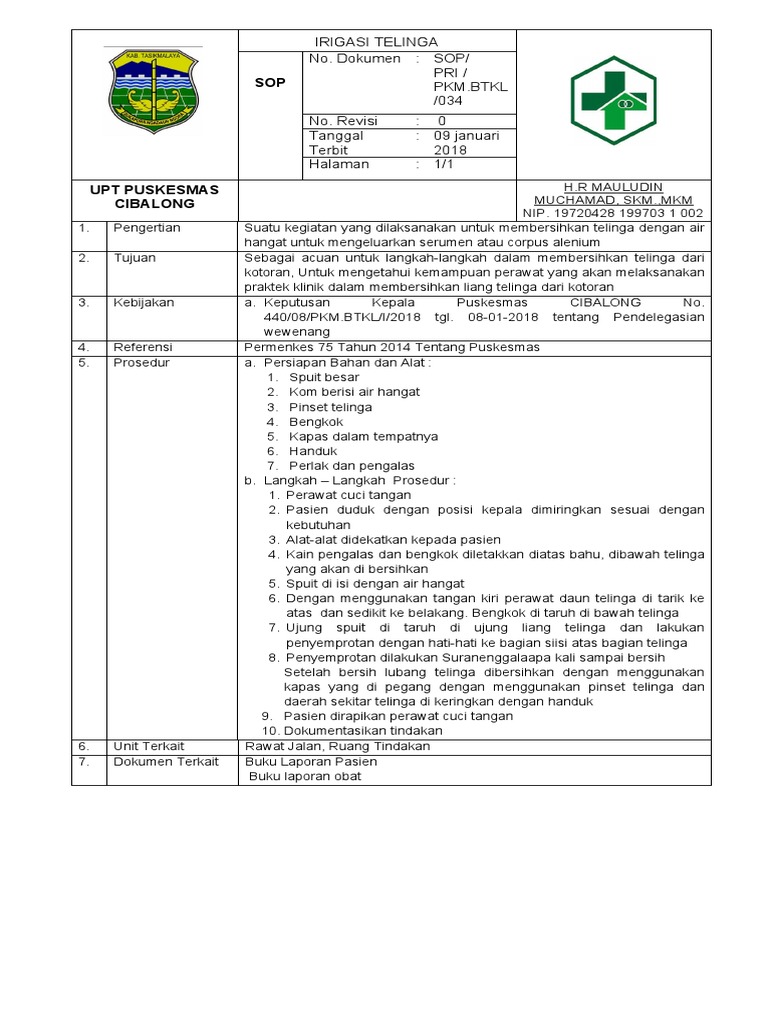 Sop Irigasi Telinga | PDF