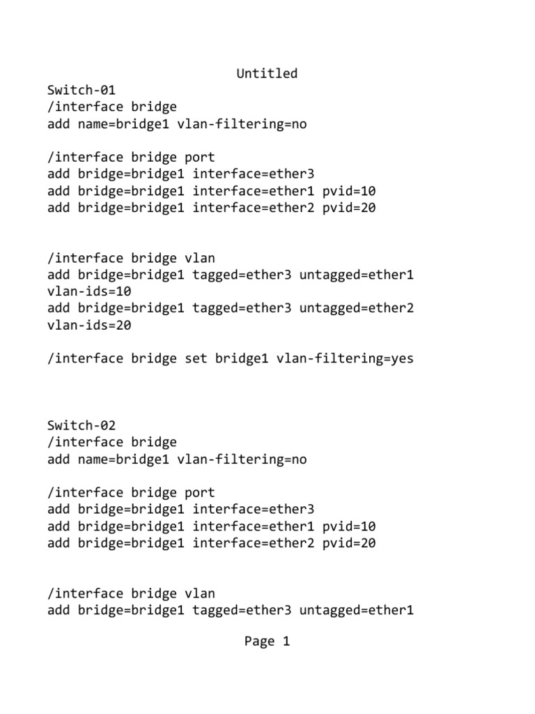 MikroTik InterVLAN Routing Command | PDF