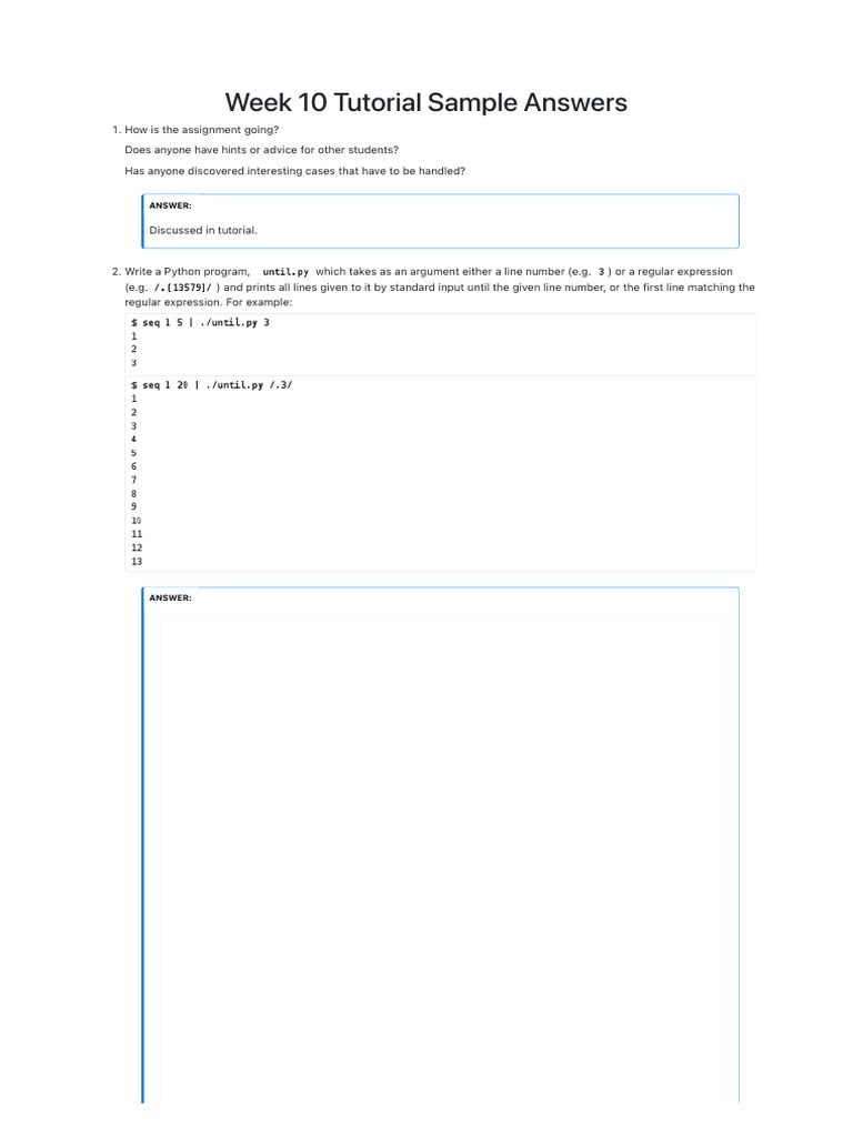 Week 10 Tutorial Sample Answers Pdf Regular Expression Computer File 