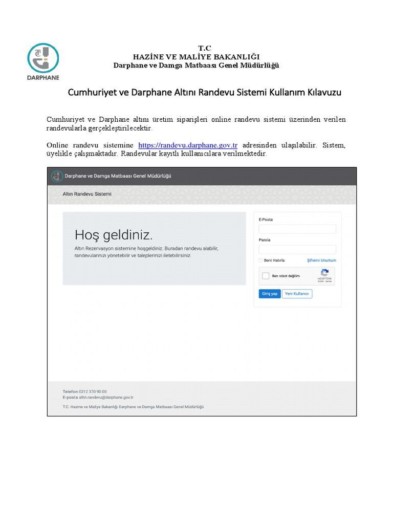 Darphane Randevu Sistemi Müşteri Kullanim Kilavuzu 20201116 01 | PDF