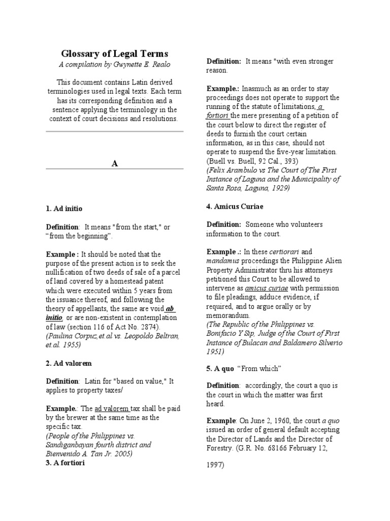 Glossary of Legal Terms | PDF | Nolo Contendere | Mandamus