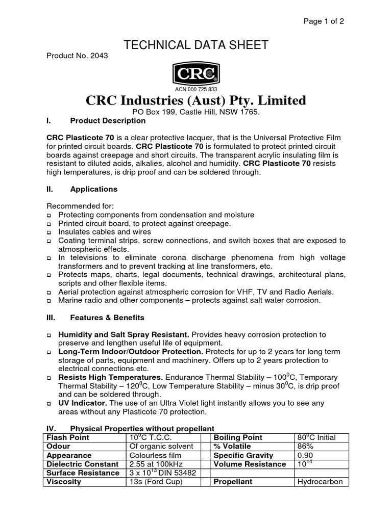 CRC 2043 | PDF | Insulator (Electricity) | Printed Circuit Board