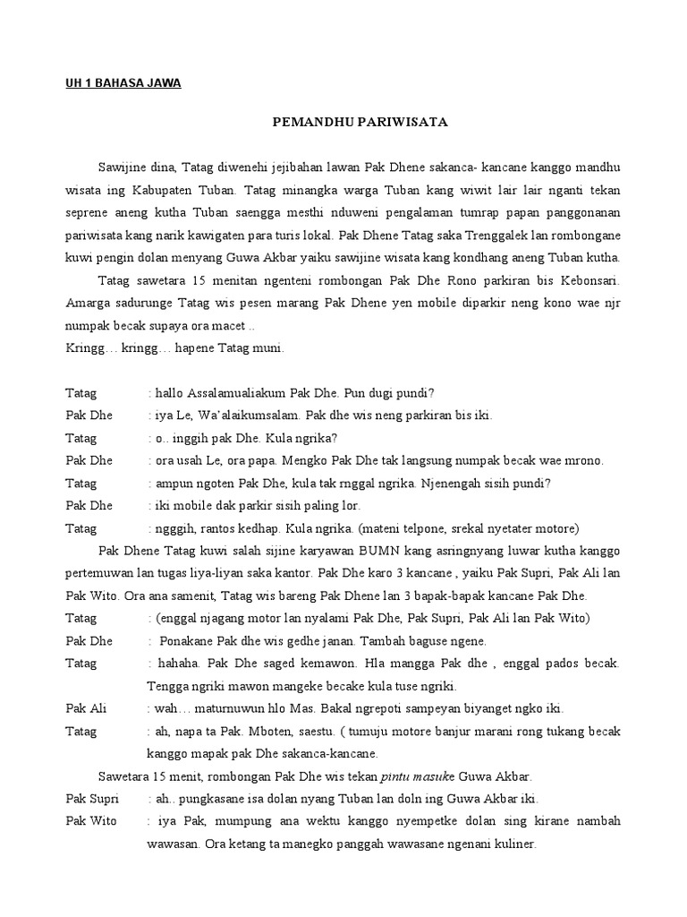 Uh 1 Bahasa Jawa Kls Xi Genap | PDF