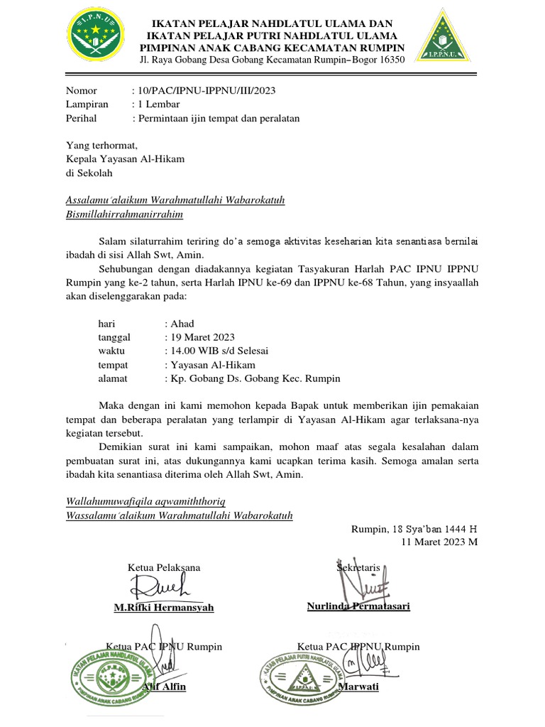Surat ijin tempat | PDF