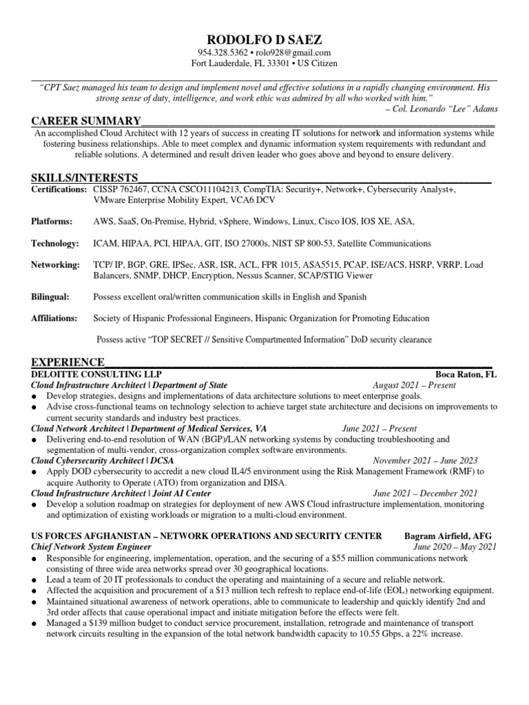 SAEZ Resume | PDF | Cloud Computing | Computer Security