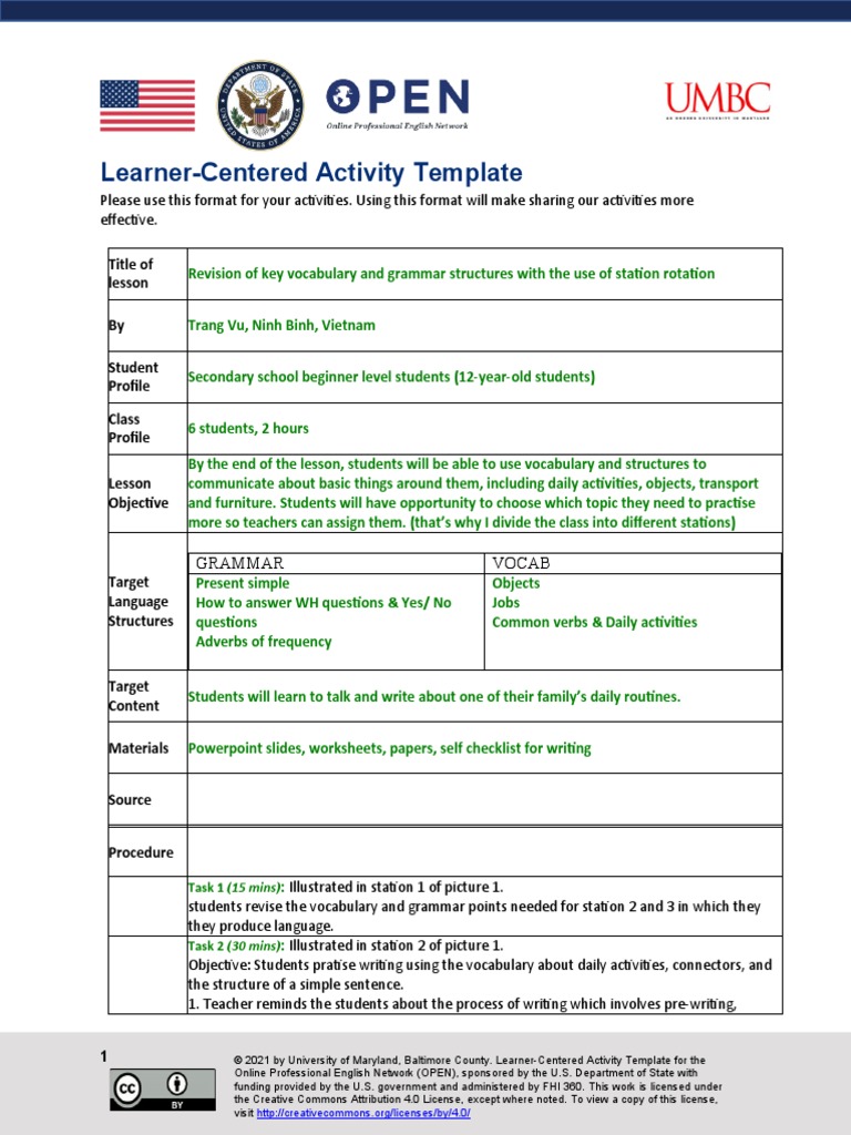 Learner Centered Activity - Trang Vu | PDF | Vocabulary | Learning