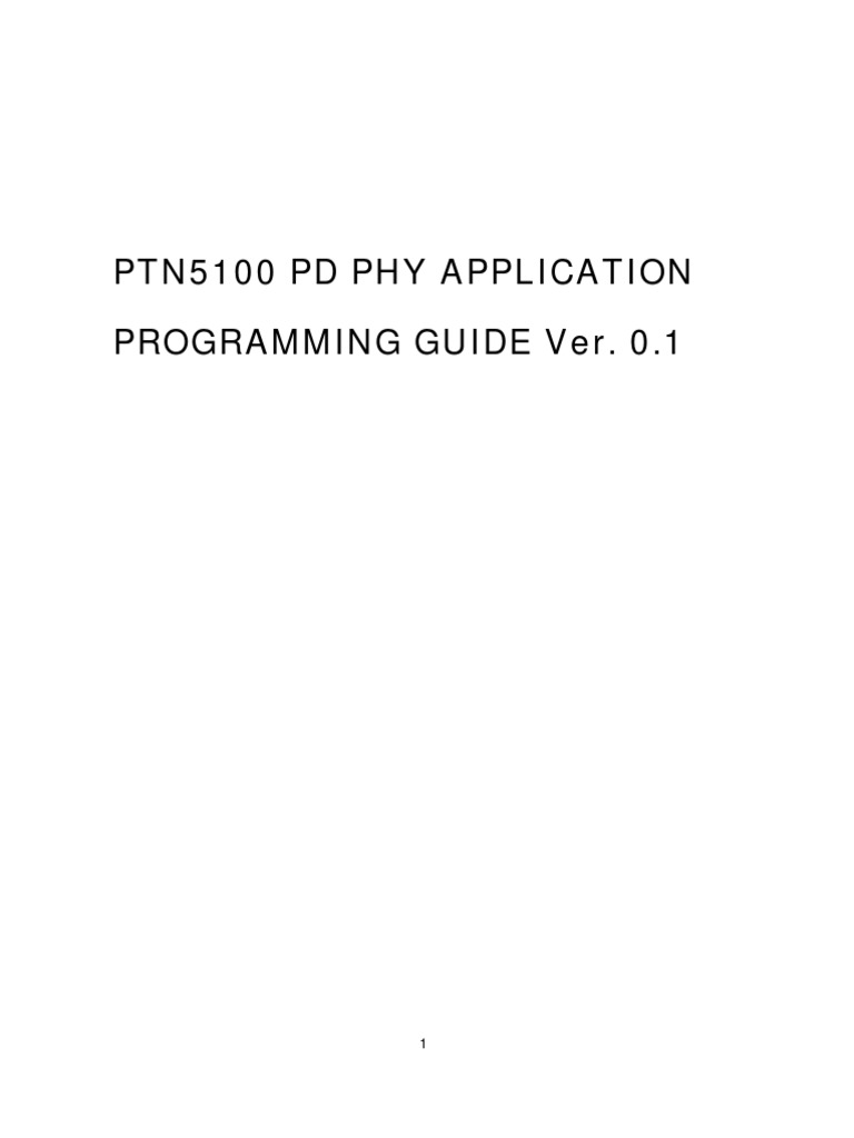 PTN5100 PHY Programming Guide V0.1 | PDF | Electrical Engineering | Data Transmission