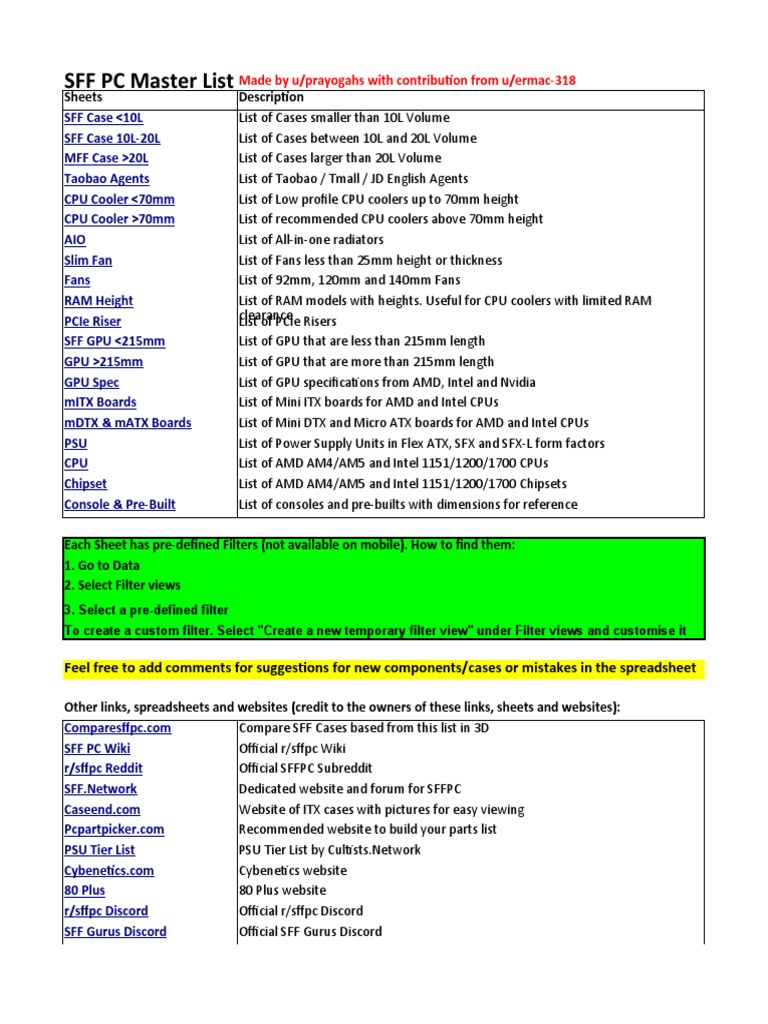 SFF PC Master List | PDF | Graphics Processing Unit | Electronics