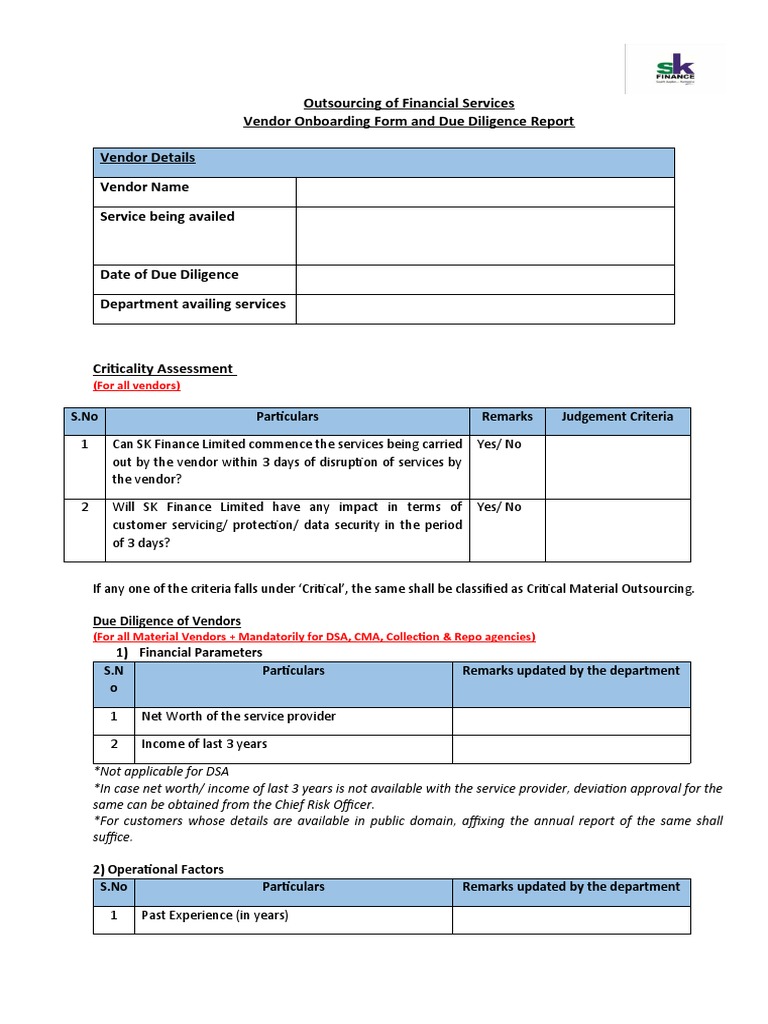 Onboarding Form Outsourced Vendors Pdf Audit Internal Control