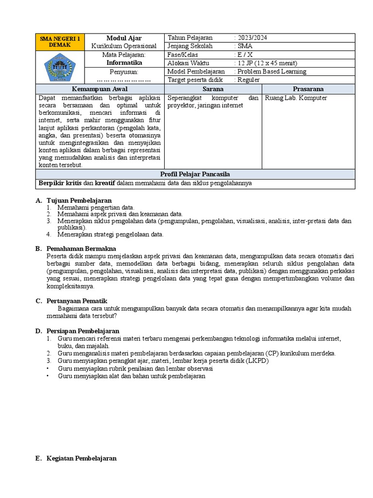 Modul Ajar 5 Informatika-Analisis Data | PDF Modul Ajar 5 Informatika-Analisis Data | PDF