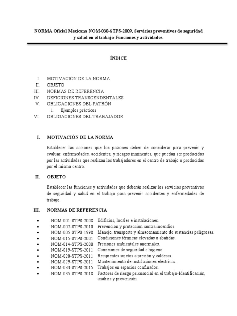 Nom 030 STPS 2009 | PDF | Seguridad y salud ocupacional